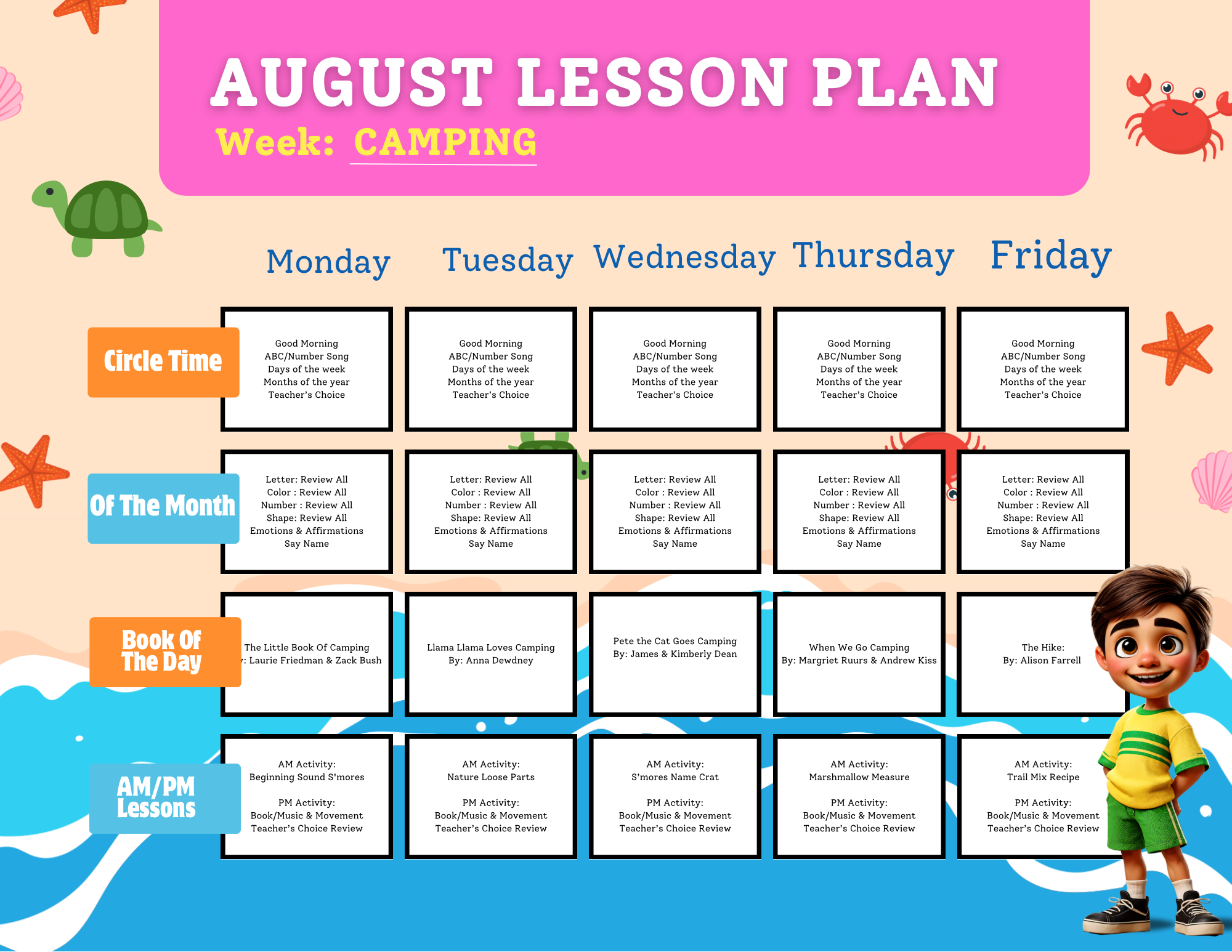 Enchanted 3’s Weekly Lesson Plan – August
