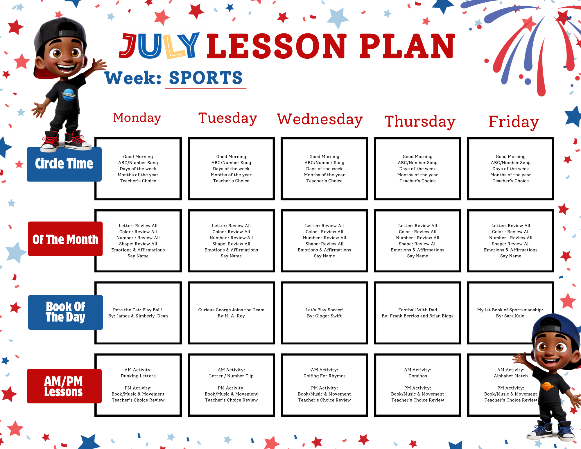 Enchanted 3’s Weekly Lesson Plan – July